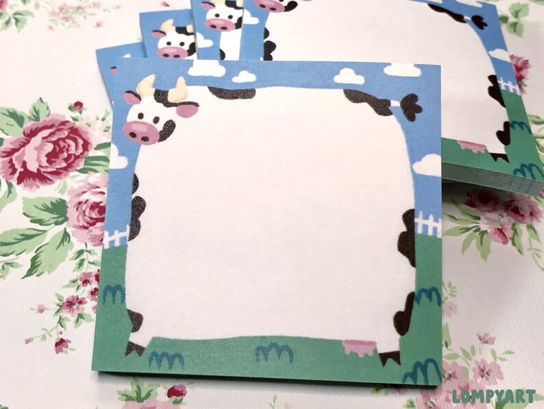 Cow Sticky Notes cute Farm Animal Memo Pad Stickynotes - Etsy