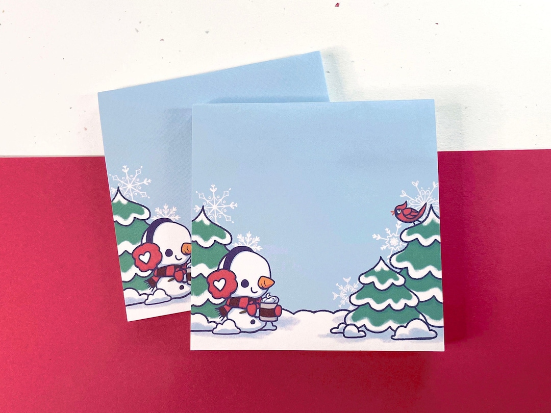 Cute Snowman Sticky Notes (winter Scene, Christmas Stationery, Memo Pad ...
