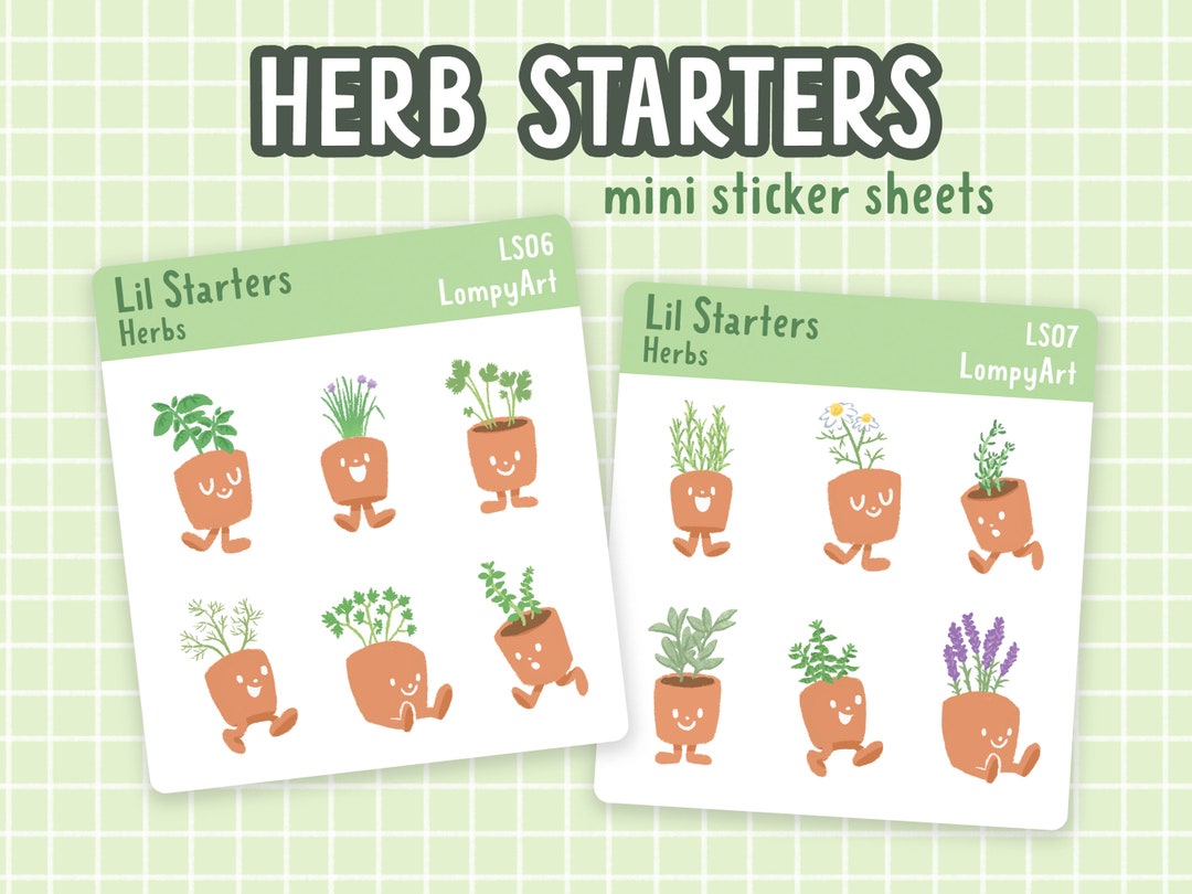 Herb Plant Stickers | Lil Starters | Mini Sticker Sheet Plant Lover ...