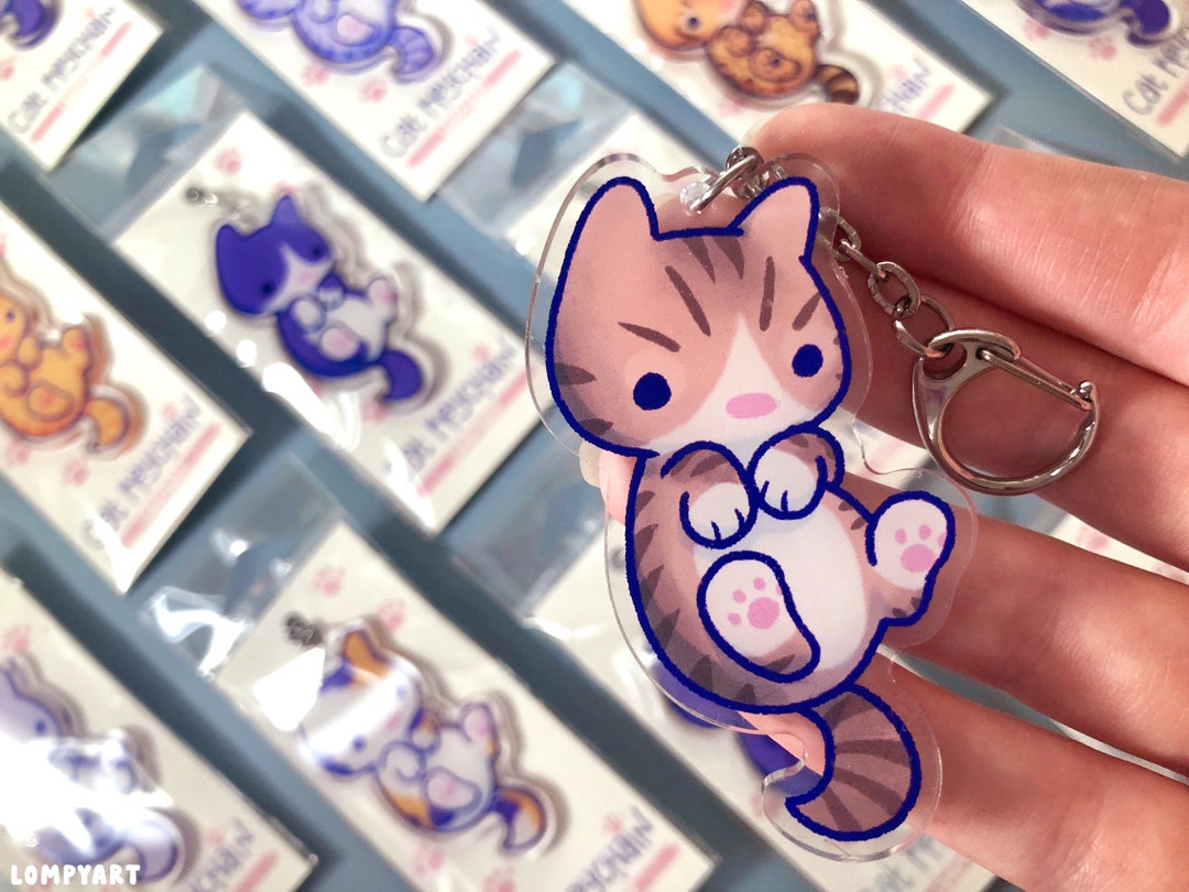 Cat Charm Acrylic Keychain ( 24 Different Breeds and Colors, Siamese ...
