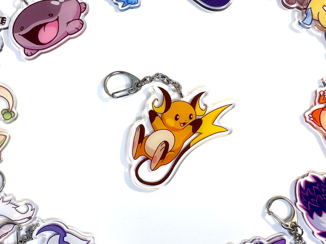 Raichu Pokemon Charm Acrylic Keychain // Kanto Raichu Pokemon Gift - Etsy