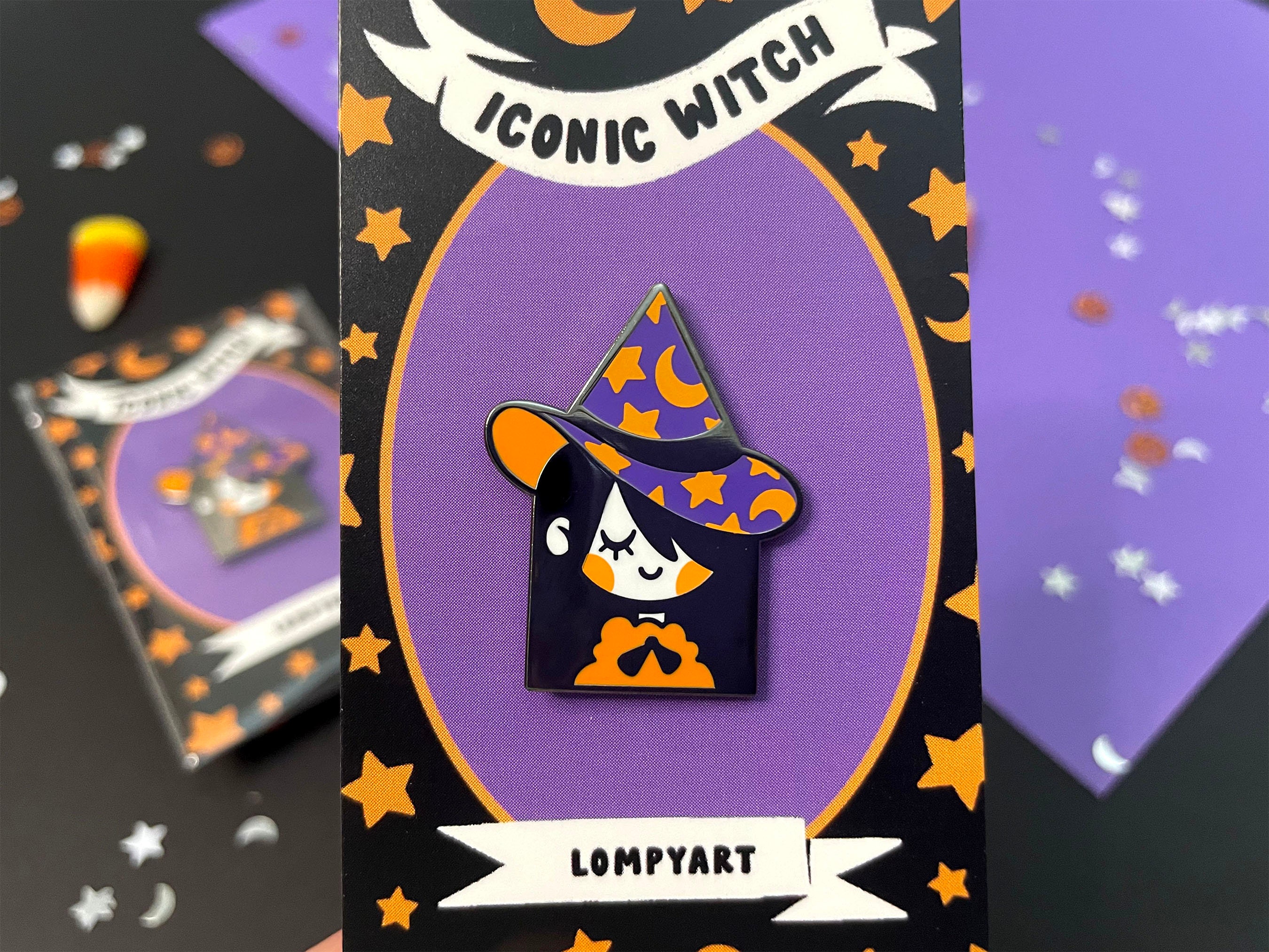 Witch Enamel Pin 1.25 In Cute Spooky Character Metal Badge - Etsy
