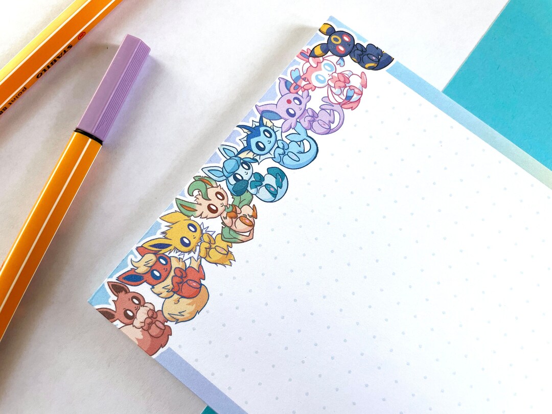 Eeveelutions Pokemon Notepad / 4x6 Memo Pad for To-do Lists, Planner ...