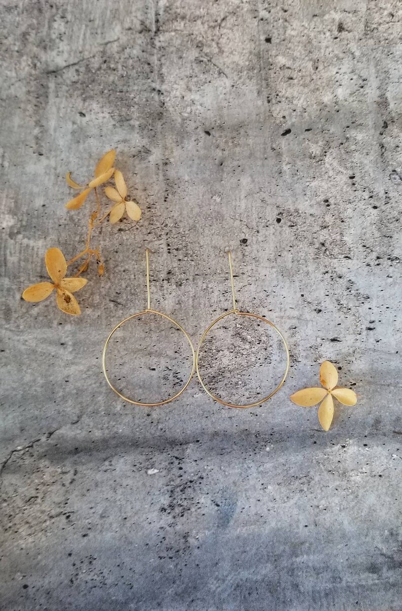 LYRA// Line and Loop Earrings Dangling Hoop Earrings | Etsy