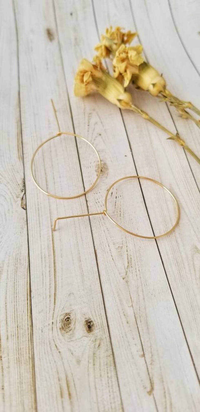 LYRA// Line and Loop Earrings Dangling Hoop Earrings | Etsy