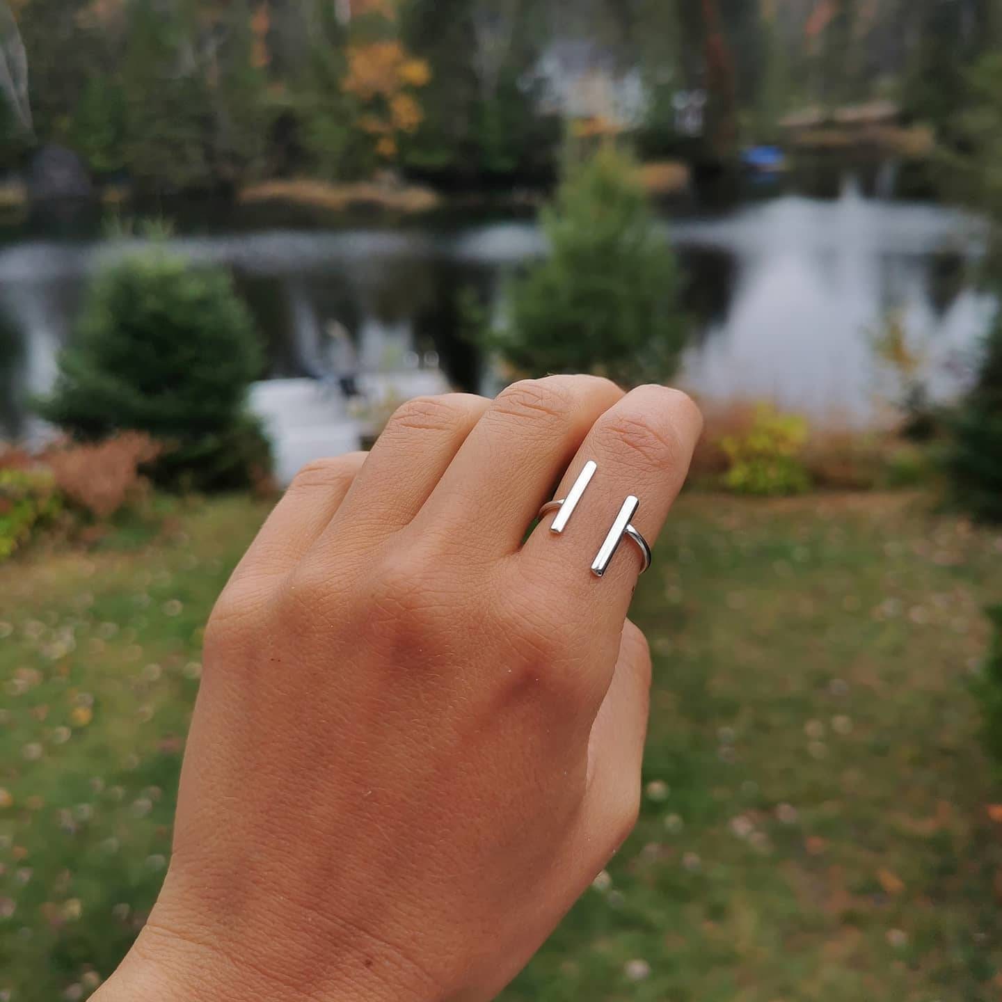 PARALLEL// Double Line Ring Stylish Ring Two Paths | Etsy