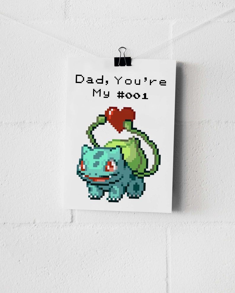Bulbasaur Card / Printable / Father's Day Card / Pokemon - Etsy