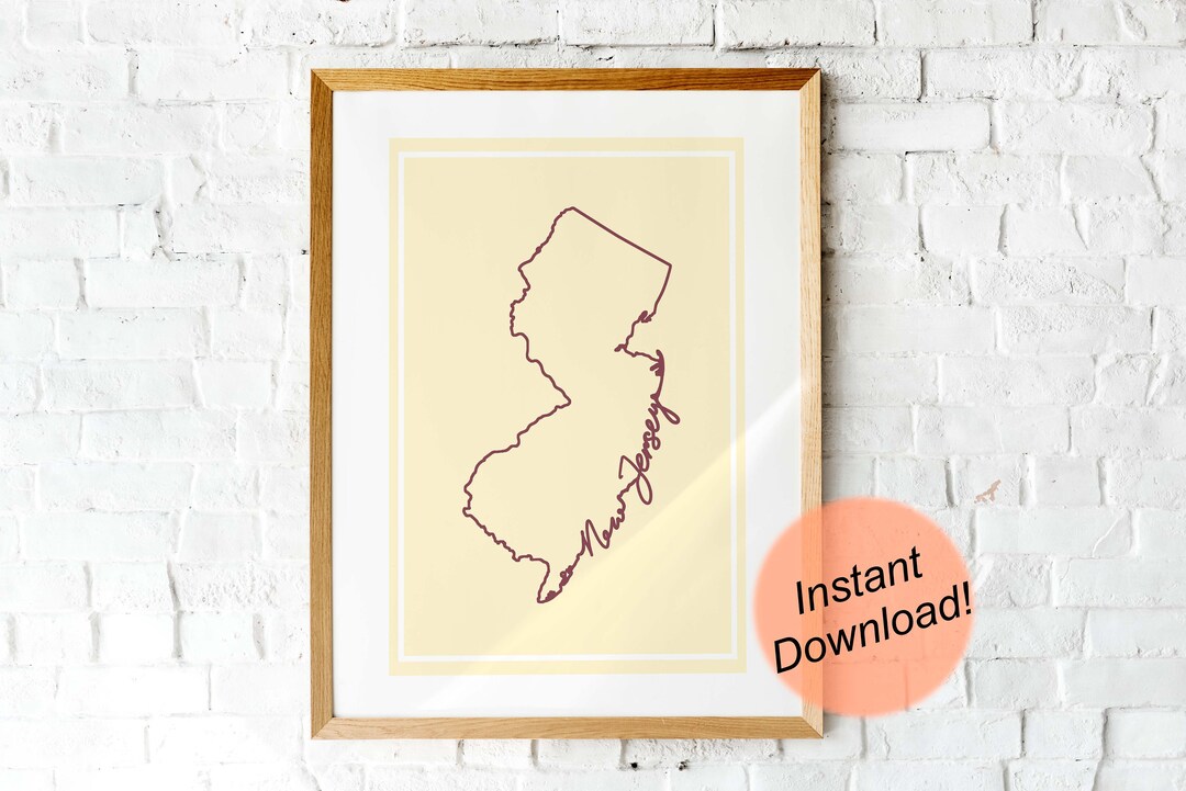 New Jersey State Print / Printable JPG Files / New Jersey Print / New ...