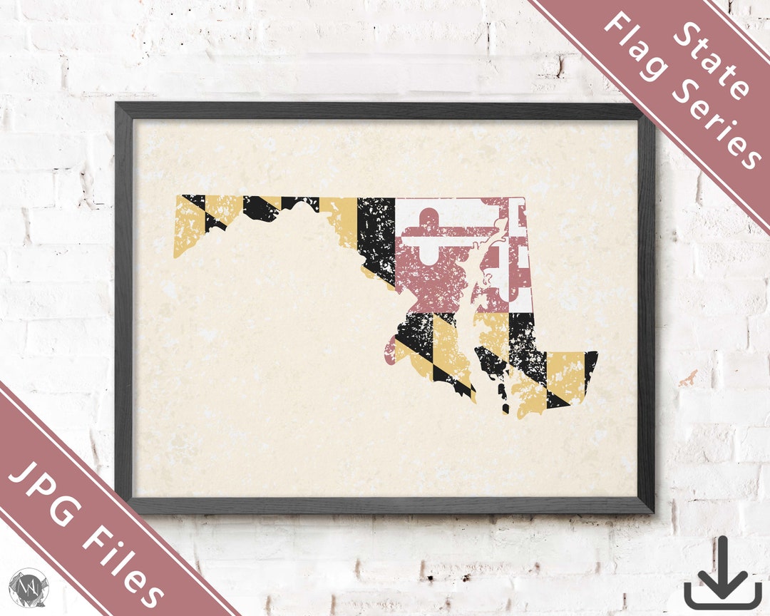 Maryland Flag Printable JPG / Maryland Art Print / Maryland Map ...