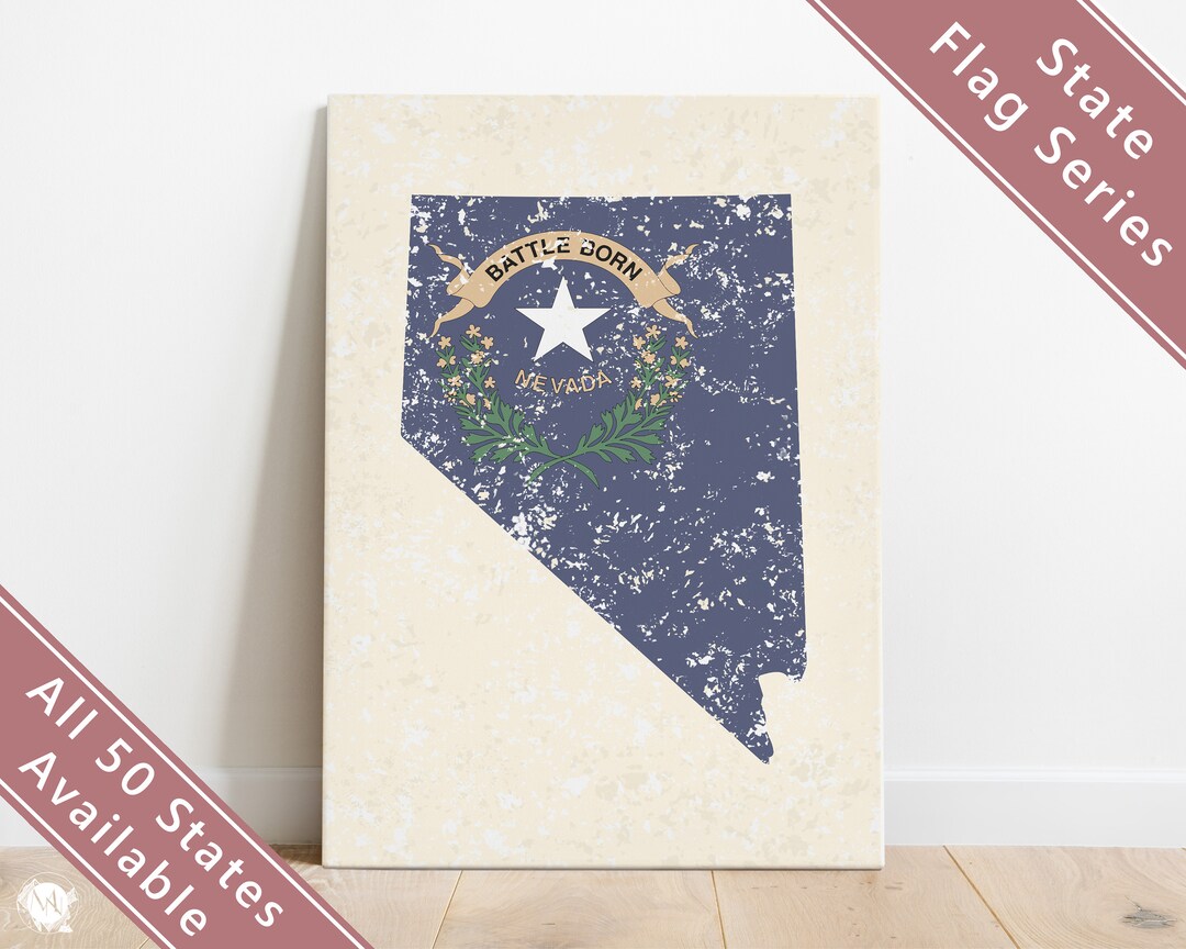 Nevada State Print / Nevada Art Print / Nevada State Flag Print ...