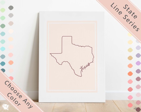 Texas Print / Texas State Print / Texas Map Print / - Etsy