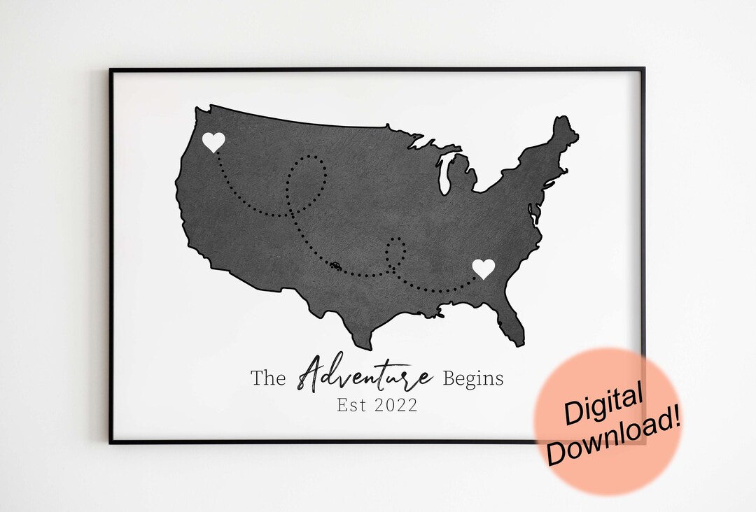 The Adventure Begins Print / Printable / Custom USA Map Print ...