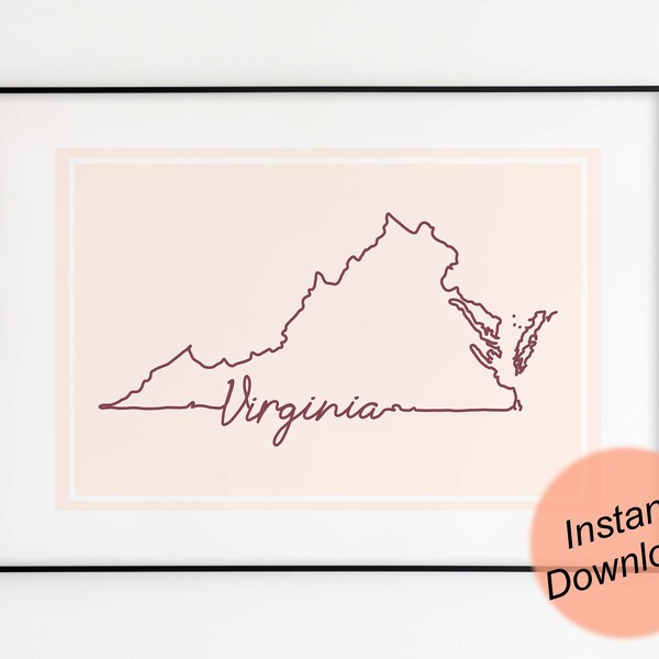 Virginia Map Print - Etsy