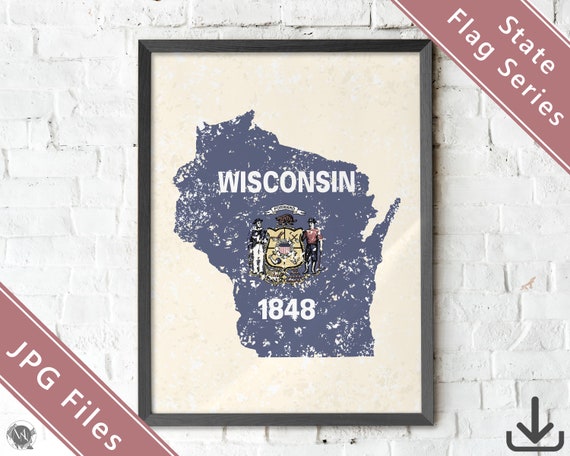 Wisconsin Flag Art / Printable JPG / Wisconsin State Flag - Etsy