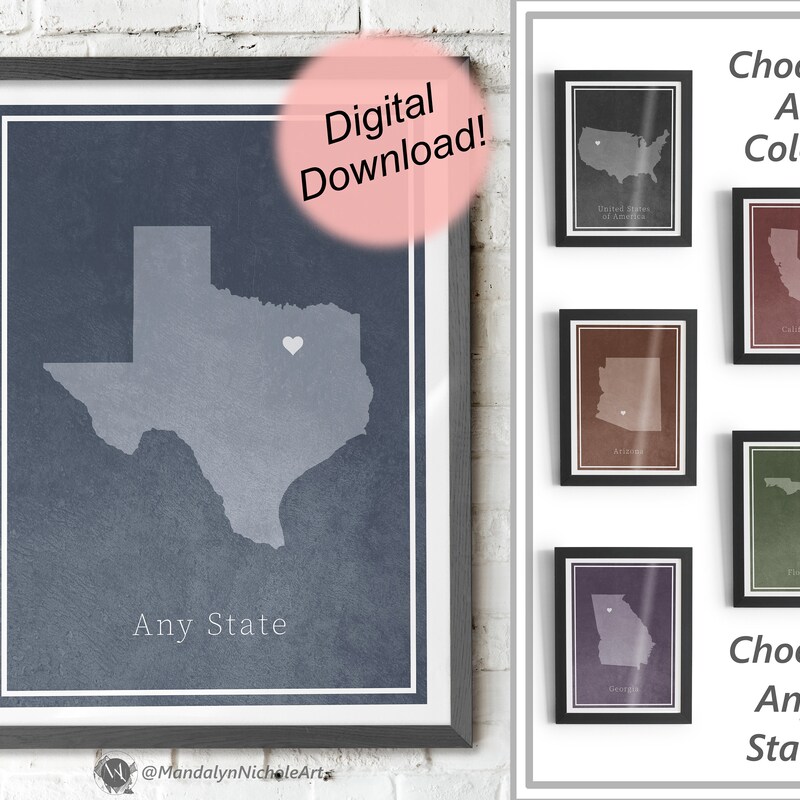 State Map Art Print - Etsy