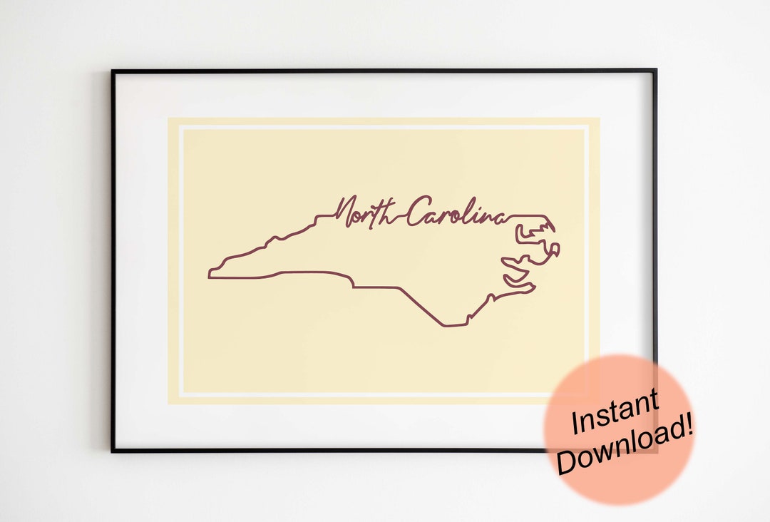 North Carolina State Print / Printable JPG / North Carolina Print ...