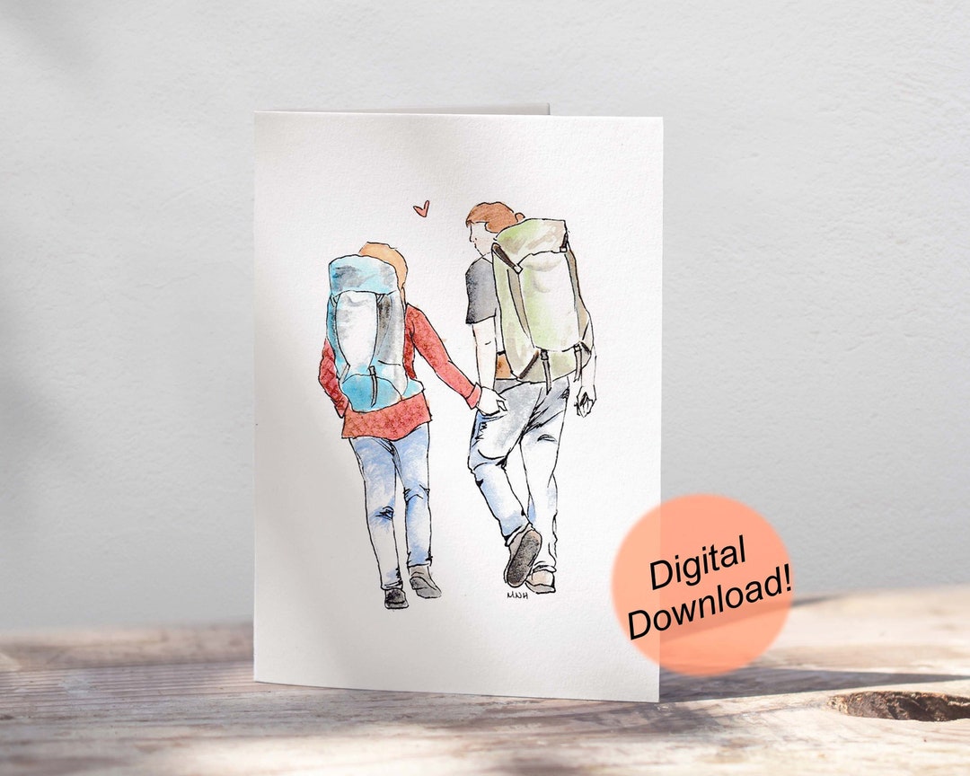 Cute Hiking Couple Card / Valentine's Day Card / Hiking Card ...
