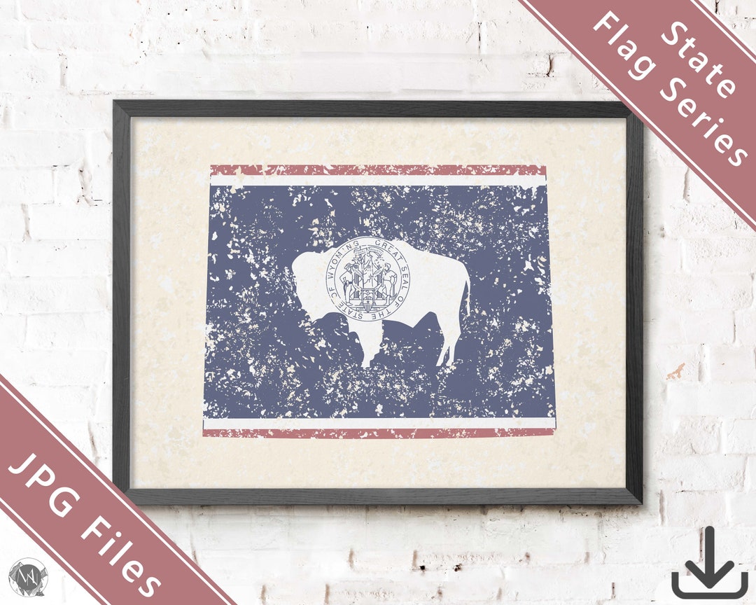 Wyoming Flag Art / Printable JPG / Wyoming Art Print / Wyoming State ...