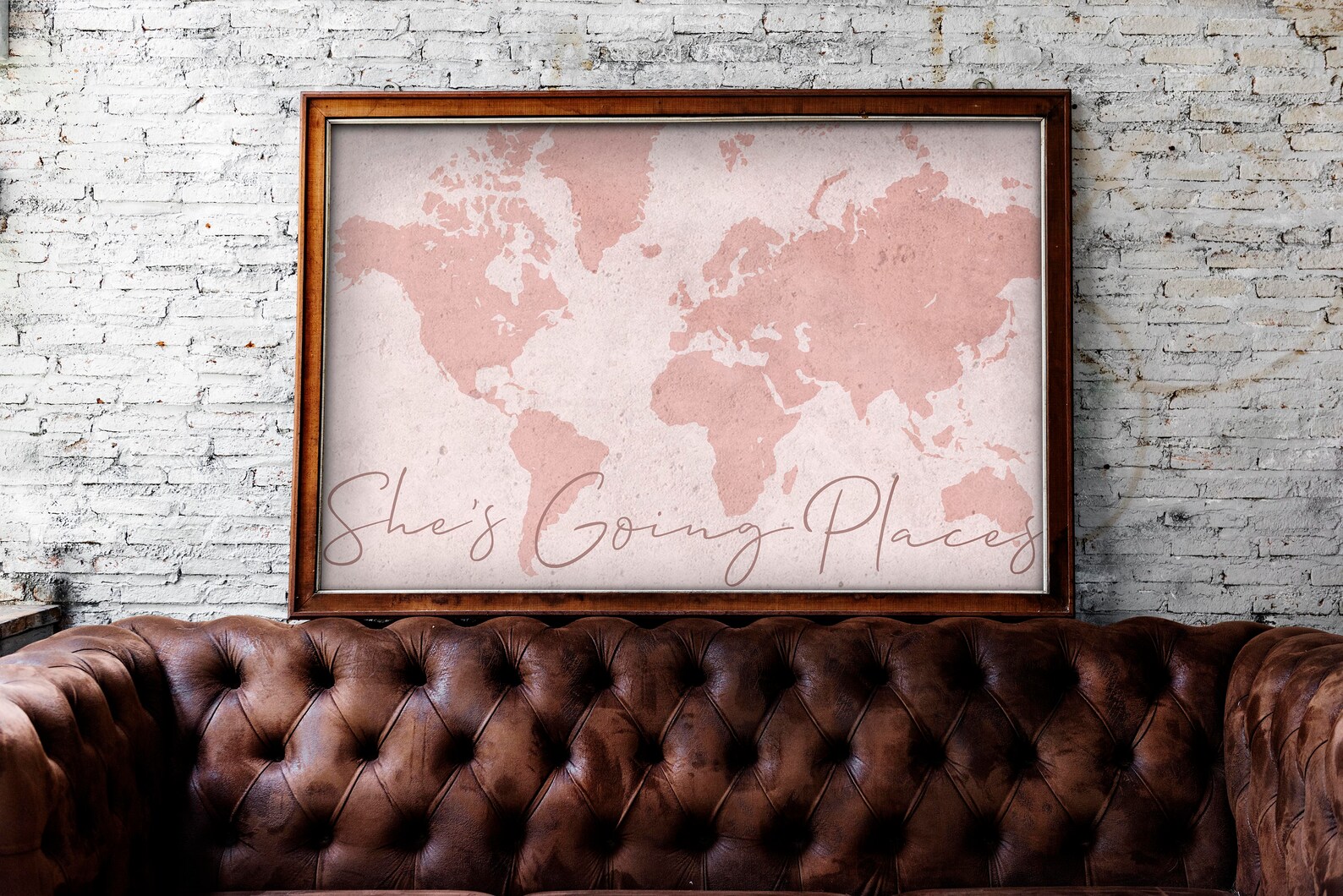 Pink World Map Print / She's Going Places / Map of the | Etsy