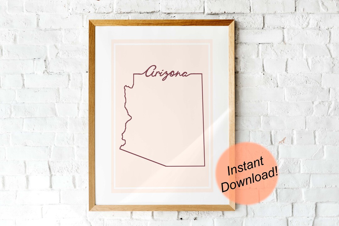 Arizona State Print / Printable JPG File / Arizona Print / Arizona Map ...