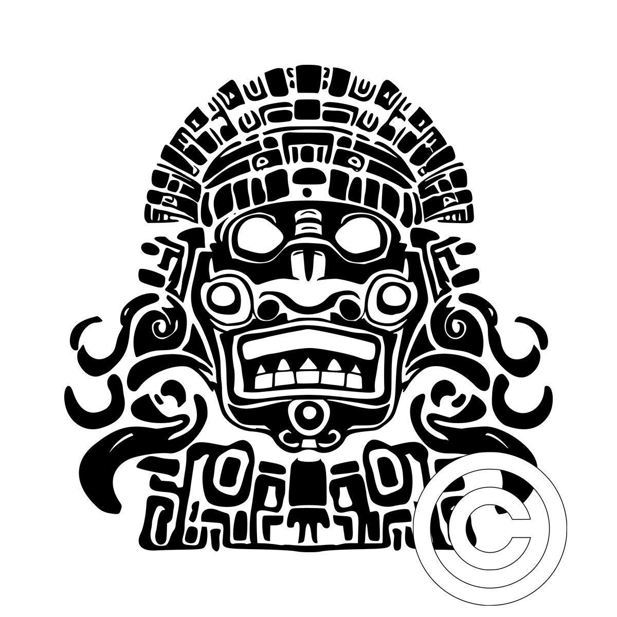 Mayan Art Vector Drawing Tribal Faces - Etsy Italia