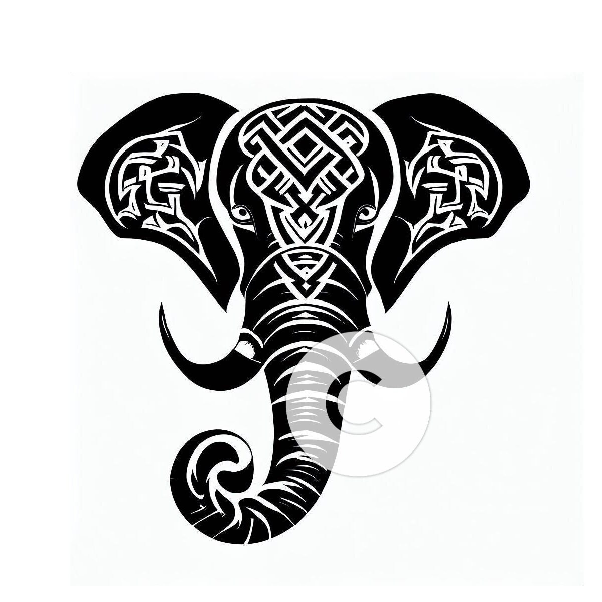 Tribal Elephant Head Tattoos
