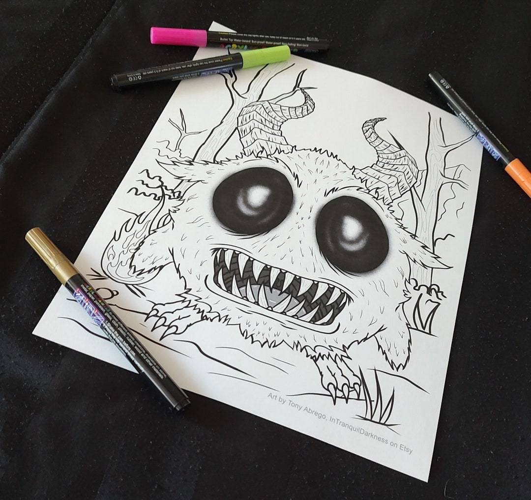 Printable Monster Coloring Page Instant Download Cute Monster Coloring ...
