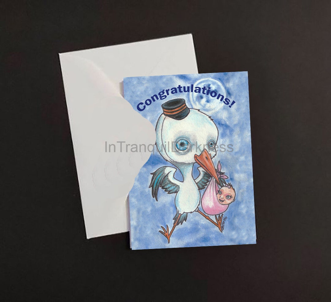 New Baby Stork Card Printable Baby Shower Card Congratulations Blank ...