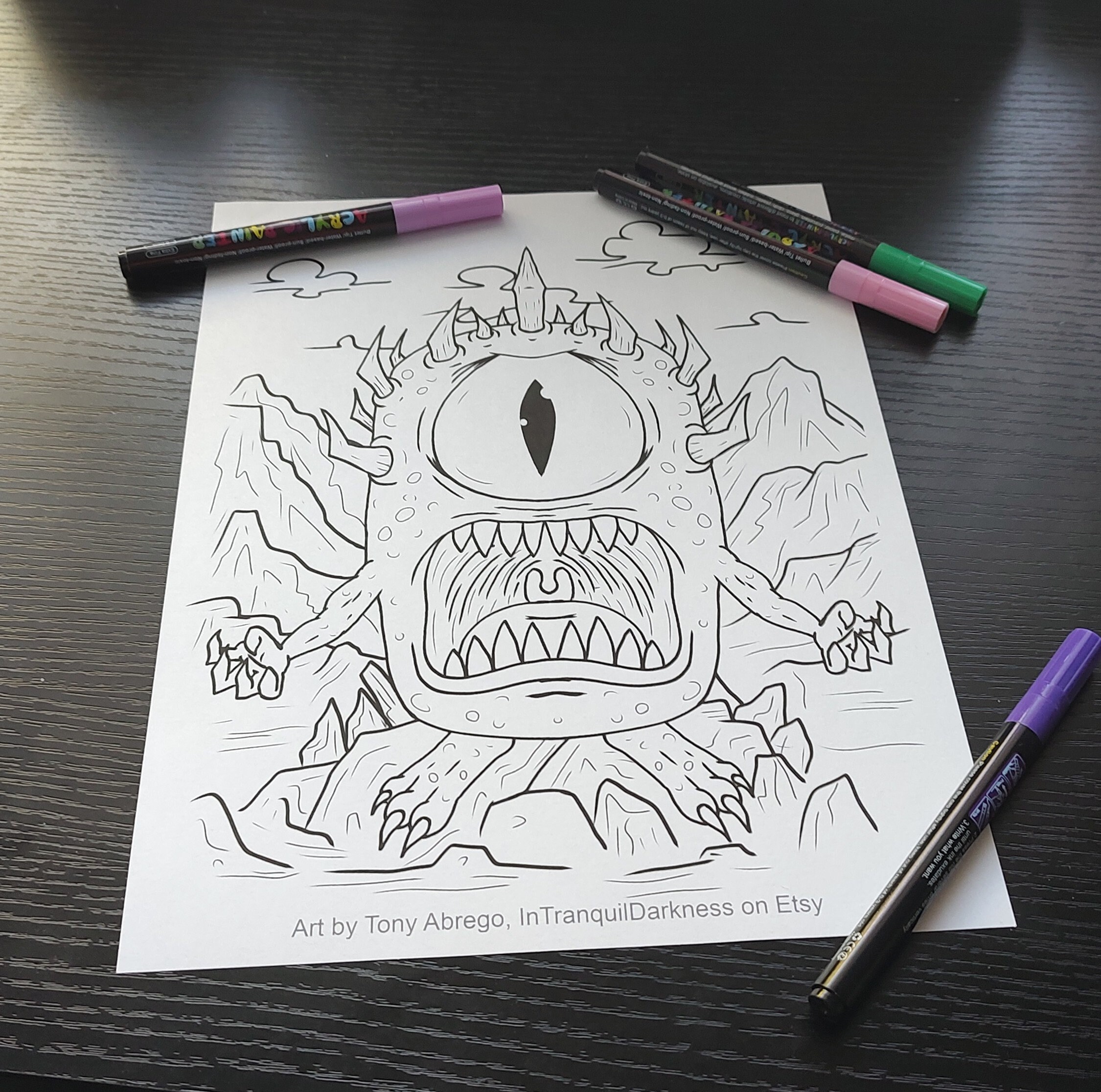 Printable Cyclops Coloring Page Instant Download Cute Monster Coloring ...