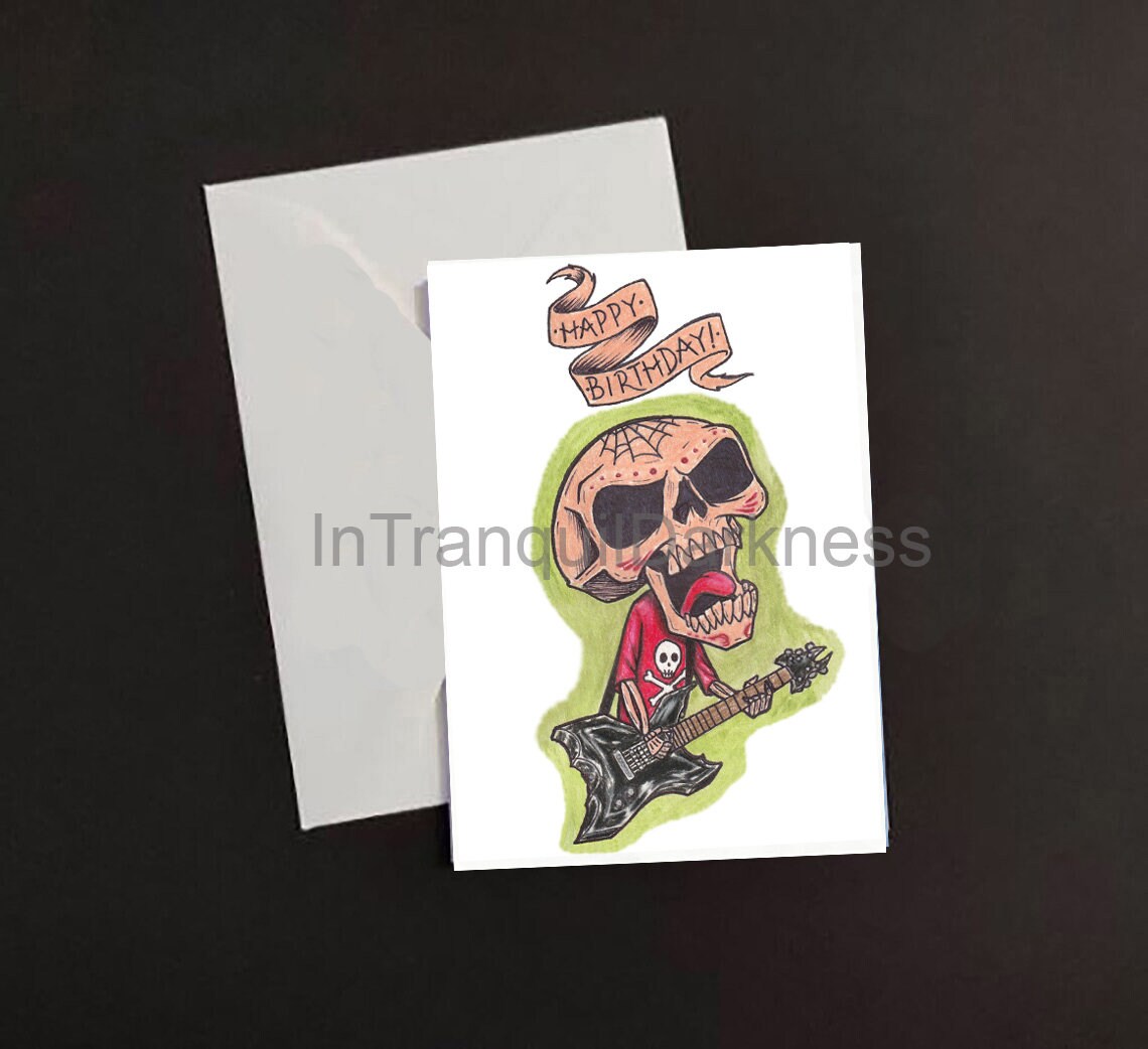 Printable Birthday Card Rock Birthday Card Punk Birthday Card - Etsy