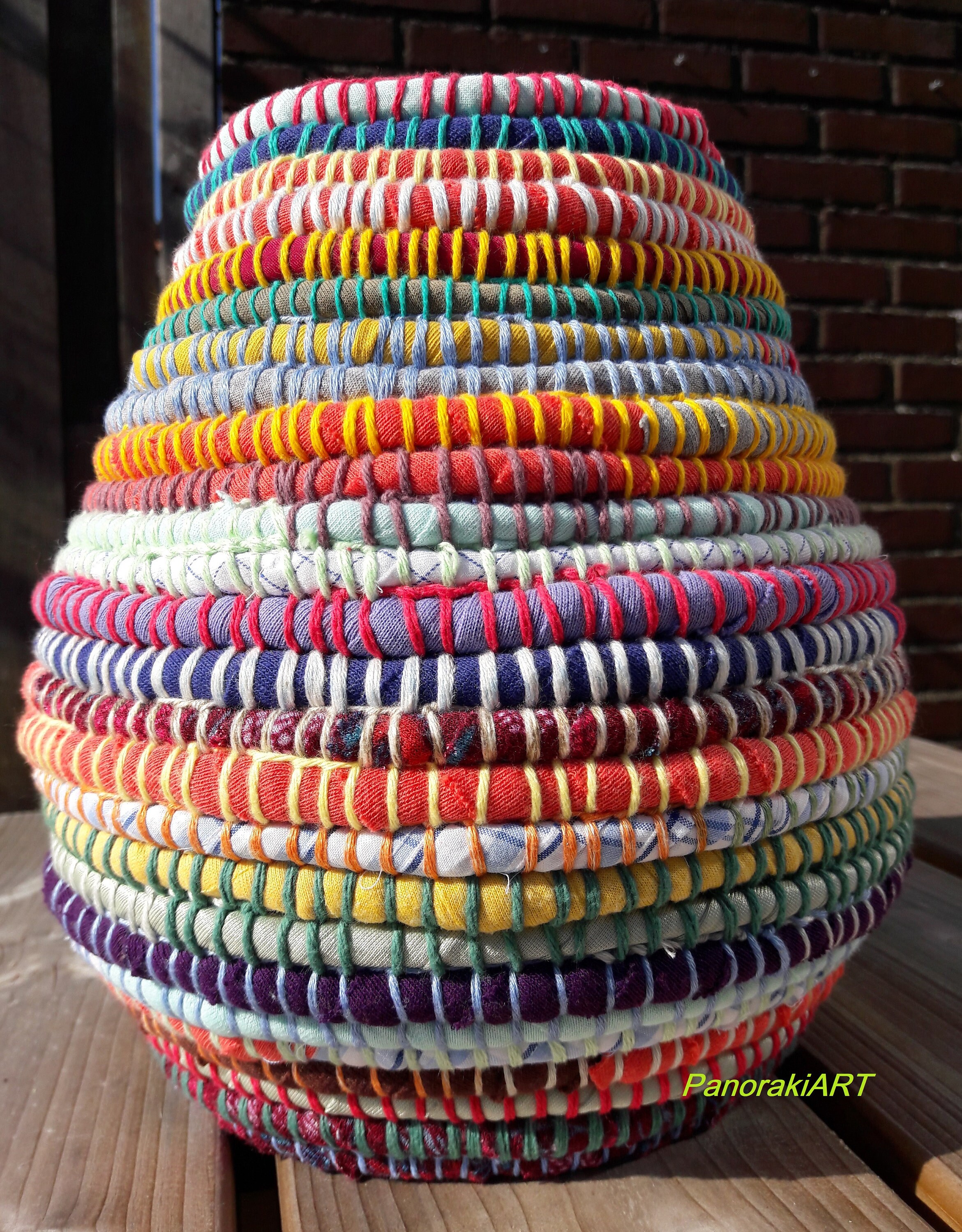 LARGE Textile Vessel. Vegan. Eco Friendly. Coiled Basket From Recycled ...