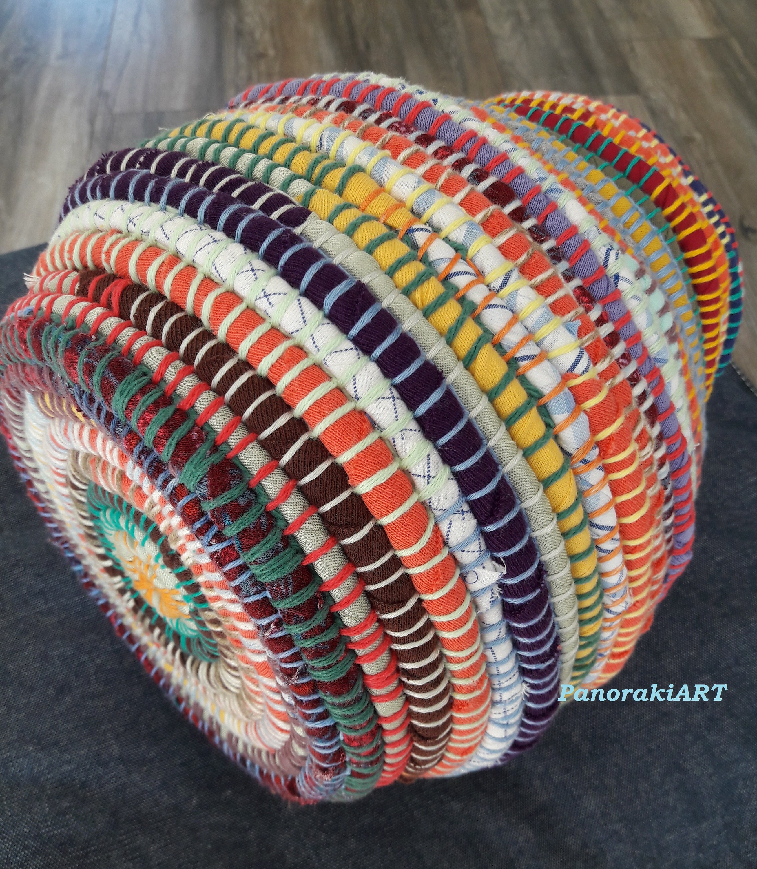 LARGE Textile Vessel. Vegan. Eco Friendly. Coiled Basket From Recycled ...