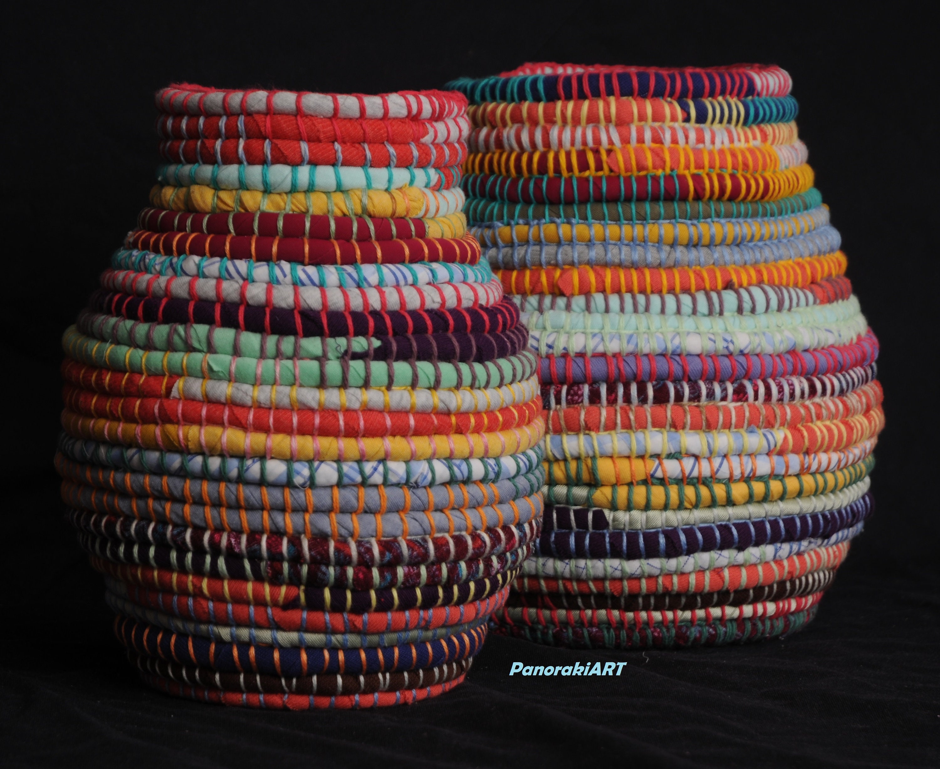 Vase, Textile Vessel, Vegan, Eco Friendly, Coiled Basket From Recycled ...