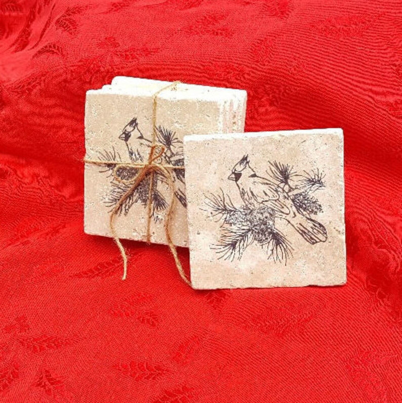 Christmas Cardinal Gifts Cardinal Coasters Bird Watcher Gift - Etsy