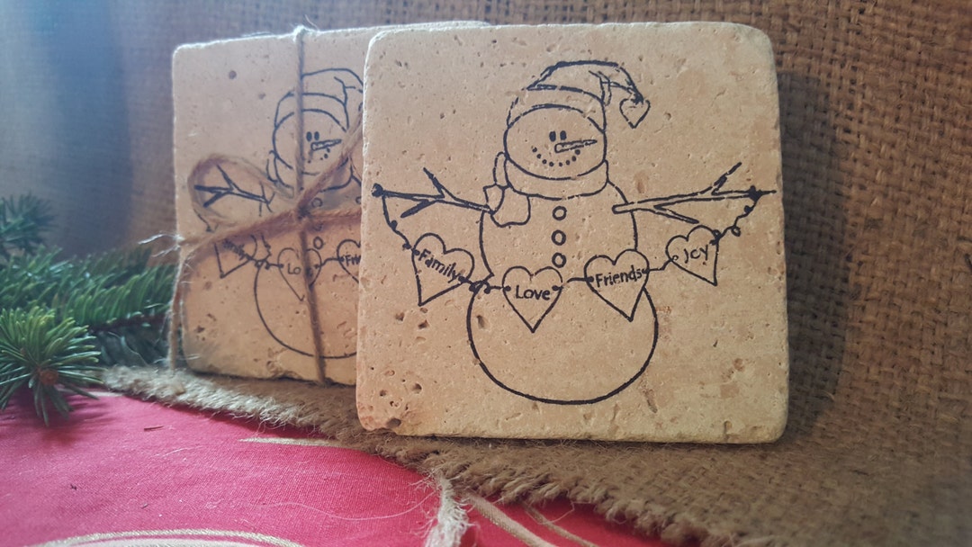 Snowman Gifts, Stone Coasters, Holiday Gift Ideas - Etsy