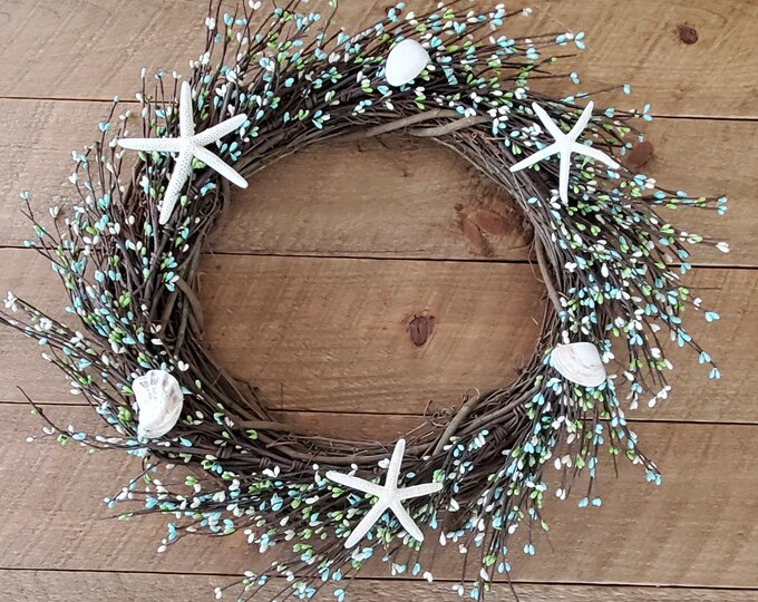 Seashell and Starfish Beach Wreath for Your Beach House Front Door - Etsy