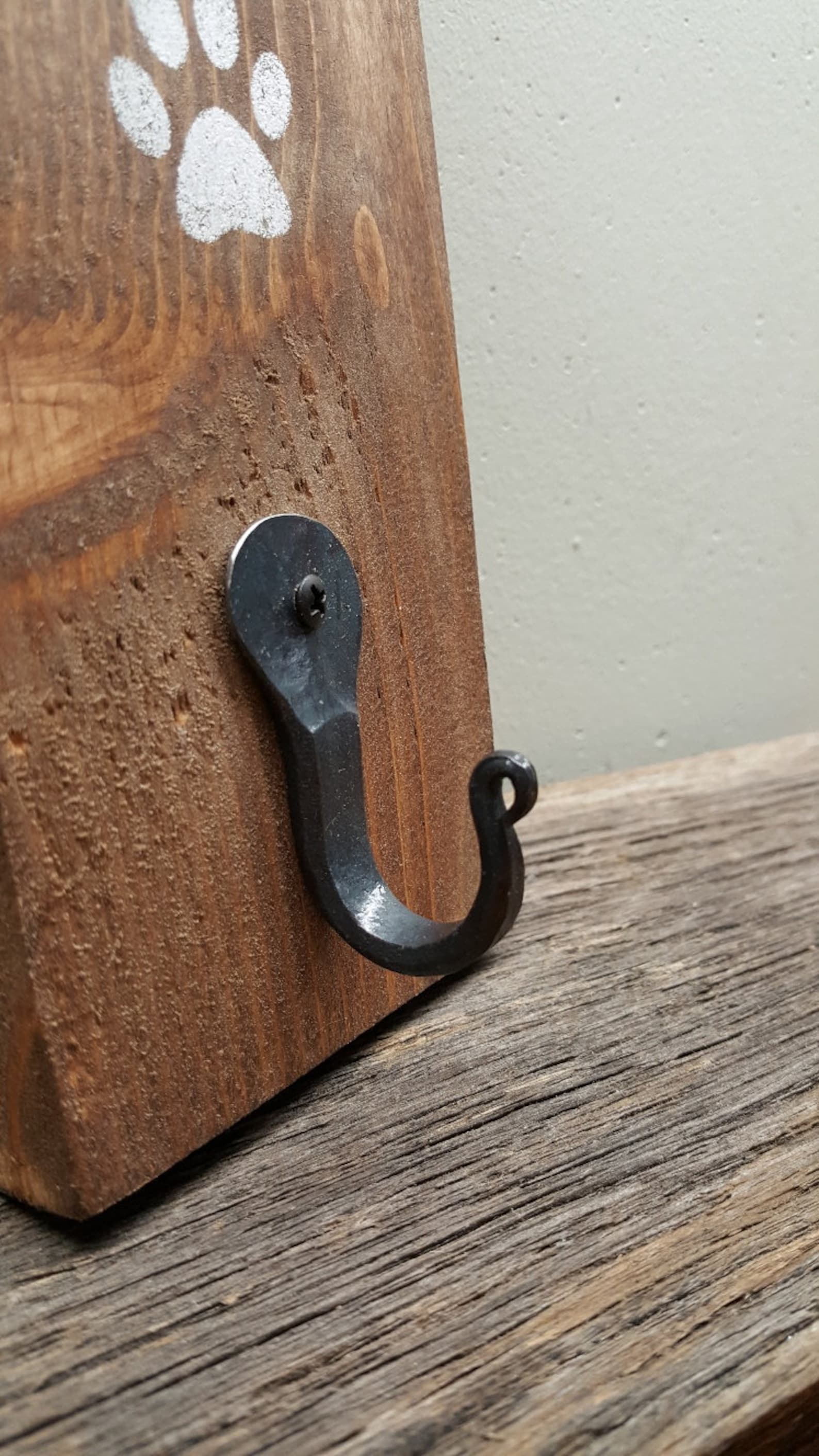 Paw Print Dog Leash Holder: Hand Forged Hook, Pet Gift - Etsy