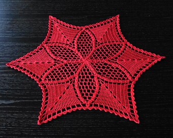 Red Doily-christmas Doily-20 Inches-crochet Doily-round Doily-christmas ...