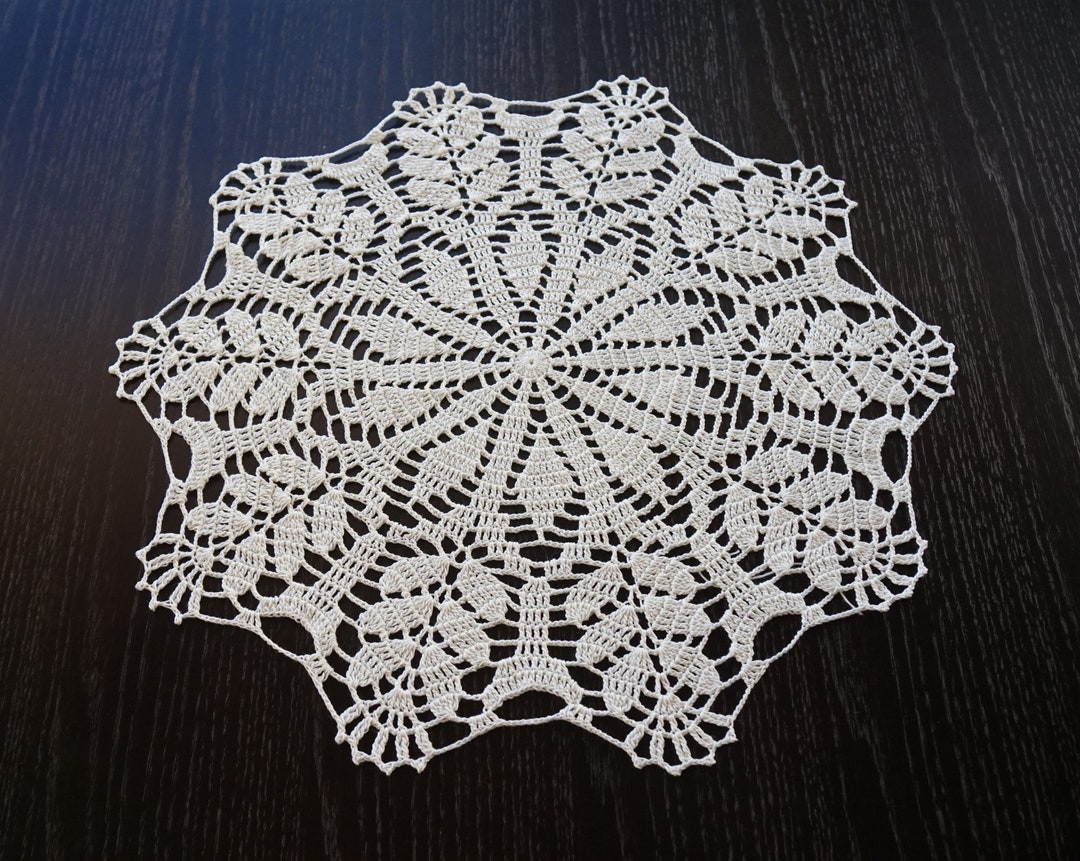 Nature White Round Crocheted Cotton Doily - Etsy