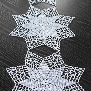 White Crochet Table Runner Made of Three United Motifs - Etsy