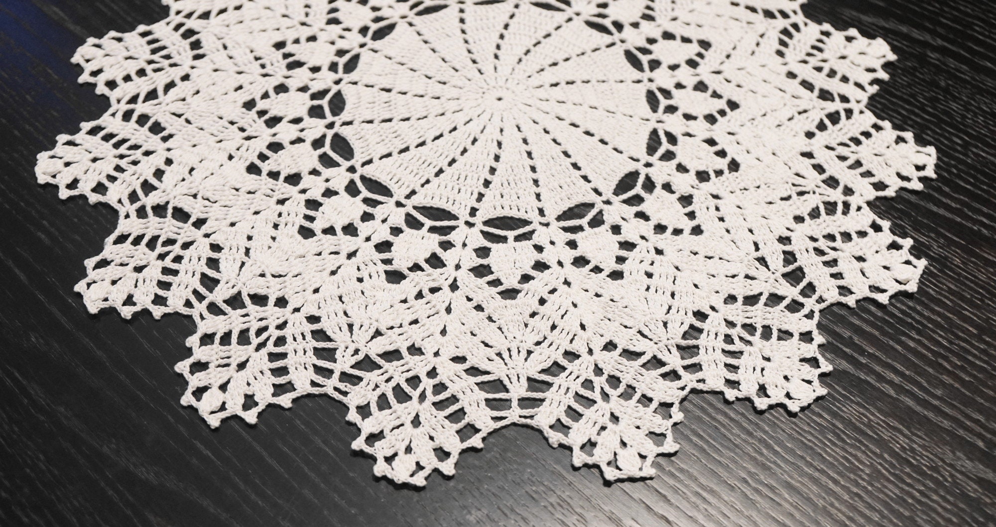Nature White Round Crocheted Cotton Doily - Etsy