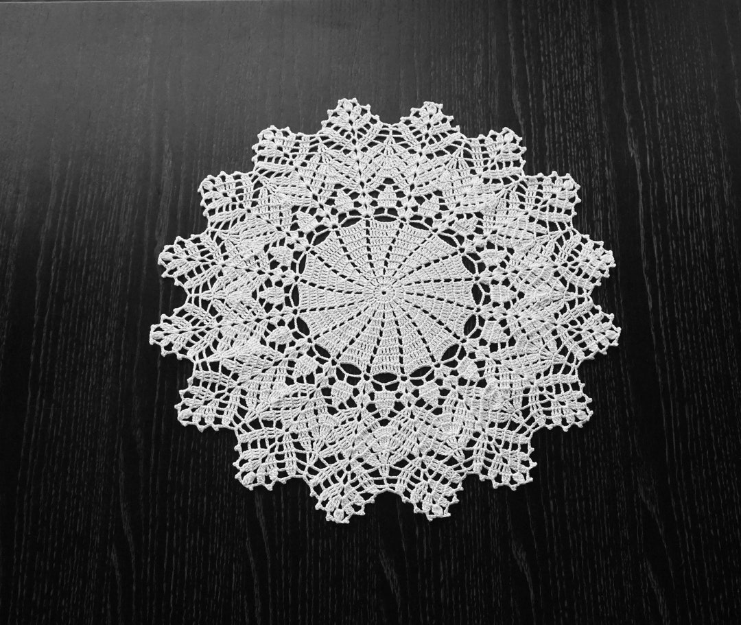 Nature White Round Crocheted Cotton Doily - Etsy