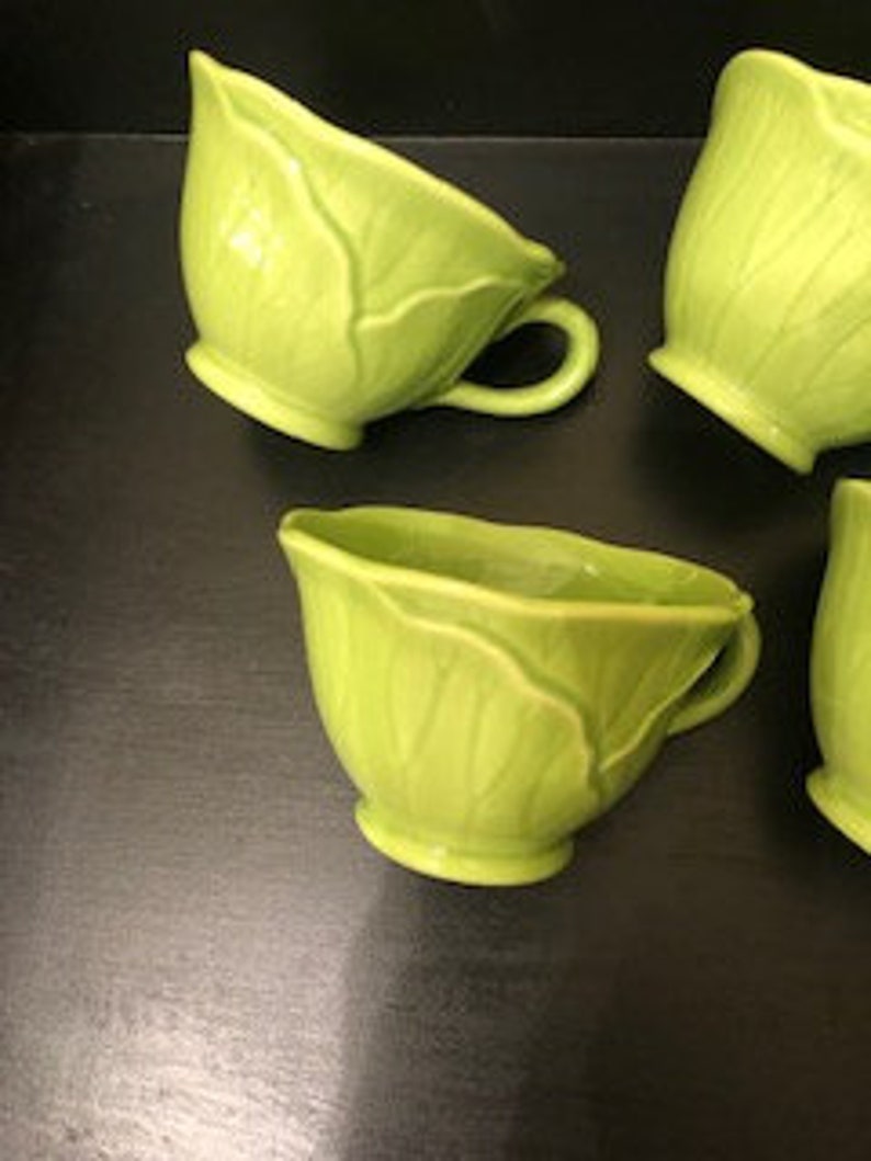 Vintage Green Cabbage Pottery Coffee/tea Cups - Etsy