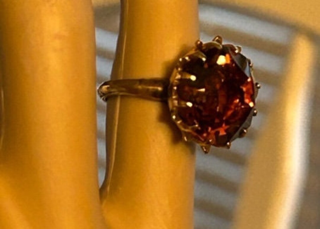 Antique Clark & Coombs 10K GF Brown Stone Ring Size 4 - Etsy