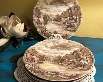 Vintage Johnson Brothers Olde English Countryside Square Salad Plates ...