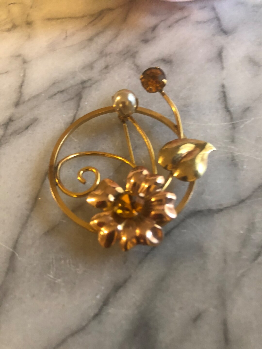 Beautiful Vintage Bal Ron 1/20 12K GF Rhinestone Flower Brooch - Etsy