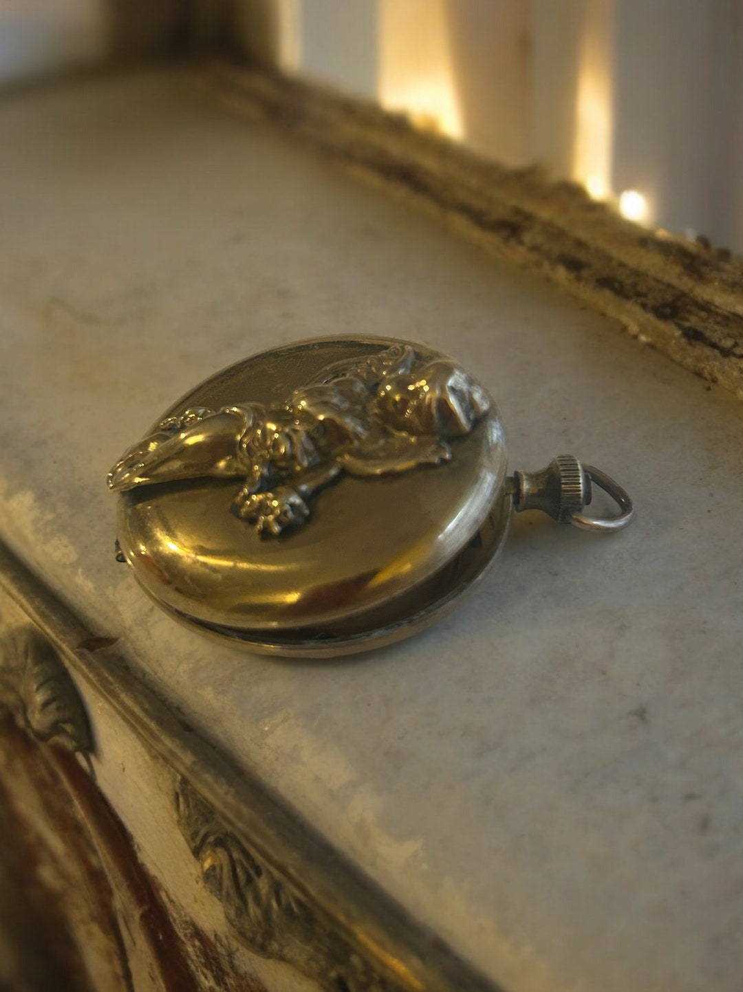 Vintage Raised Cherub Gold Tone Perfume Compact - Etsy