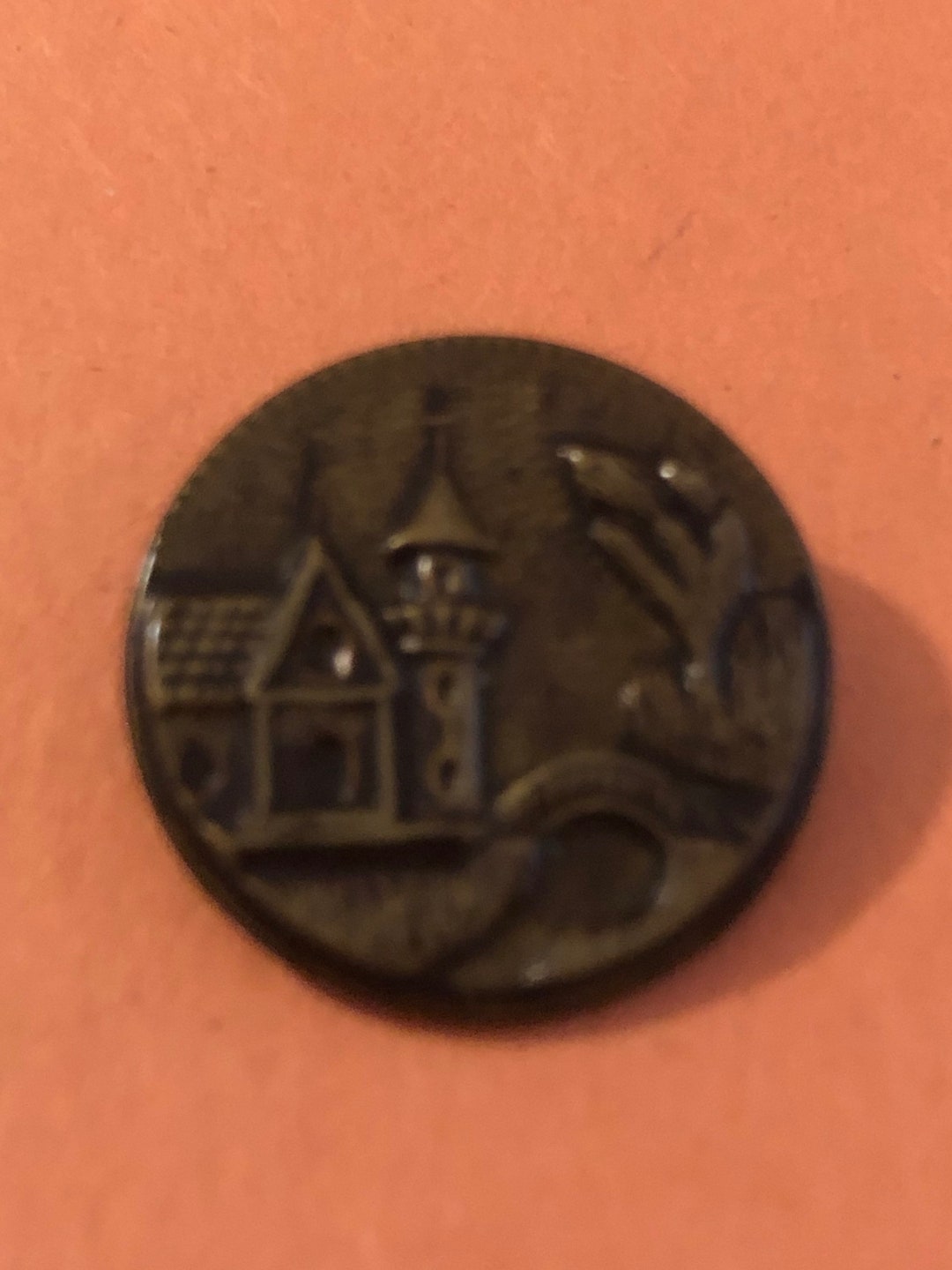 Antique Metal Picture Button Church and Bridge 3/4 - Etsy