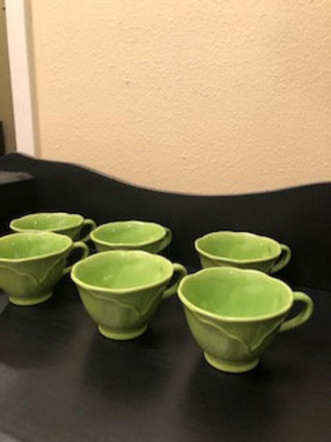 Vintage Green Cabbage Pottery Coffee/tea Cups | Etsy