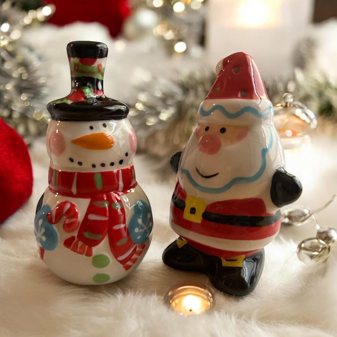 Vintage Pier 1 Santa and Snowman Salt and Pepper Shakers - Etsy